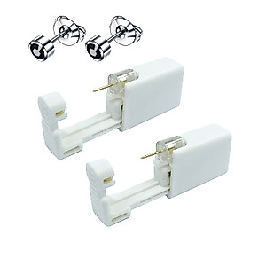 2Pcs Disposable Sterile Ear Piercing kit, self piercing earrings Gun,A fun at home piercing kit (Black)