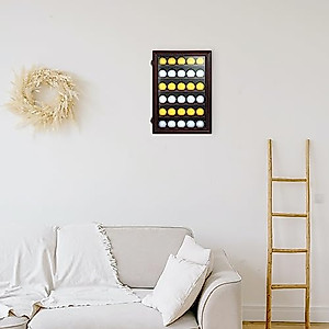 ASmileIndeep Golf Ball Display Case for 30 Golf Balls, Solid Wood Golf Ball Holder Wall Mount with HD Tempered Glass Door, Golf Ball Rack for Golf Enthusiasts