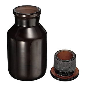 PATIKIL 250mL Reagent Media Bottle, 1Pcs Round Wide Mouth Glass Storage Bottle with Amber Cap for Chemistry Lab Universities Home, Amber