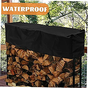 CLISPEED 3pcs Household Rack Protection Fire Fireplace Stand Cover Duty Black Sun Pit Holder Garden Cloth Rain Heavy Firewood Hoop Oxford Furniture Protector Covering Storage Outdoor