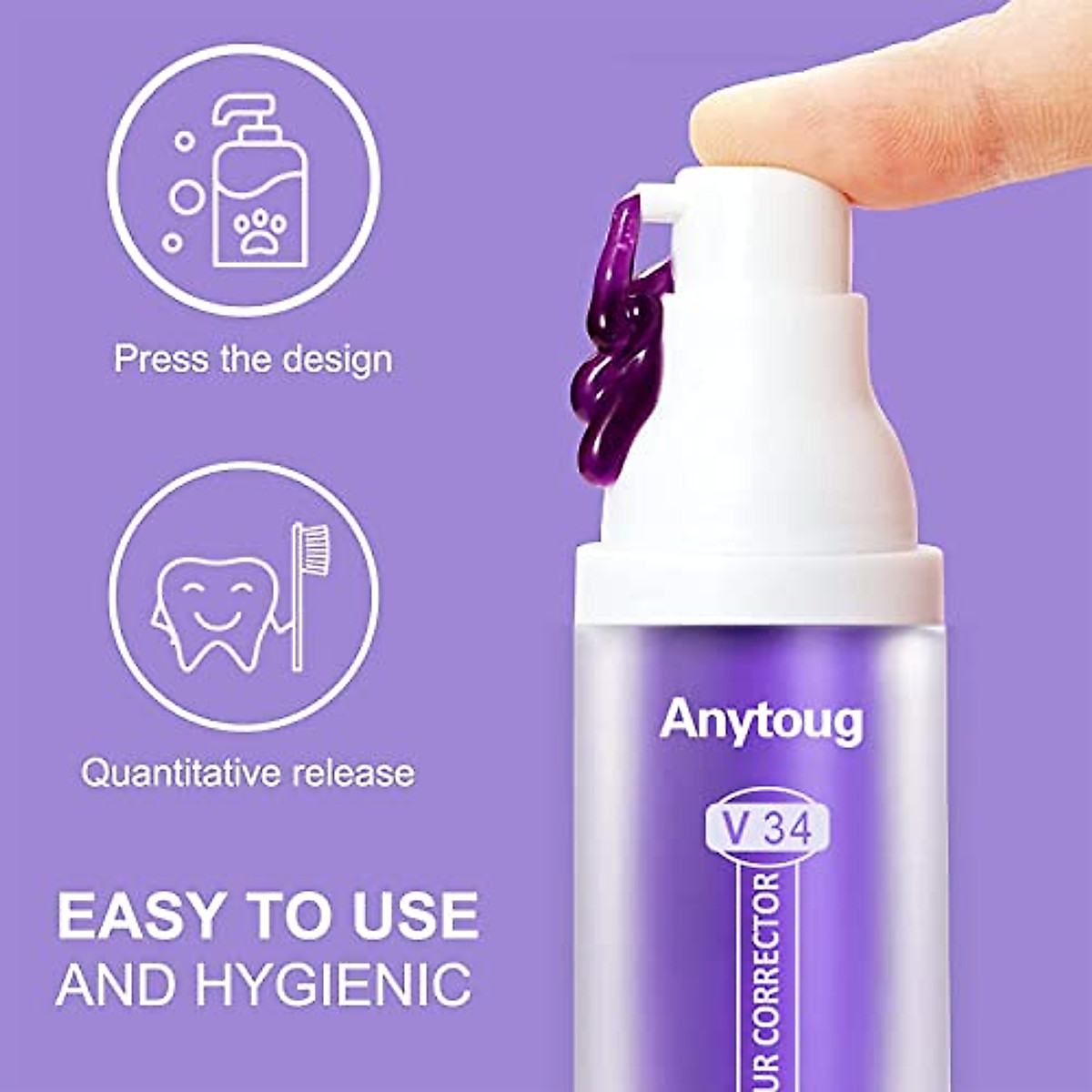 Whitening Toothpaste,Purple Toothpaste for Teeth Whitening,Colour Corrector Toothpaste,Toothpaste Whitening,V34 Toothpaste,Remove Stains,Improves Teeth Brightness and Reduce Yellowing