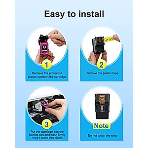 63 XL 63XL Ink Cartridges Remanufactured for HP 63XL Ink Cartridge for HP Printers Envy 4520 4512 4513 4516 Officejet 3830 4650 4652 4655 Envy 4520 4512 Deskjet 1112 3630 3632(1 Black,1 Tri-Color)