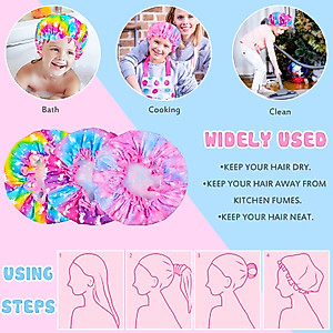 Shower Cap For Kids, Little Girl Shower Cap Unicorn Shower Cap For Girls, Cute Rainbow Long Hair Childrens Shower Cap Adjustable Waterproof Toddler Head Cap For Hair Girls While Taking Shower(Unicorn)