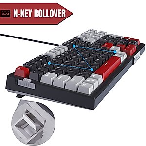 Mechanical Gaming Keyboard, Linear Red Switches Gaming Keyboard,Wired Mechanical Keyboard with LED Backlit, Ergonomic Keyboard with Num Pad for Gaming,Office,Work,PC,Laptop,Mac,Windows(black&grey)