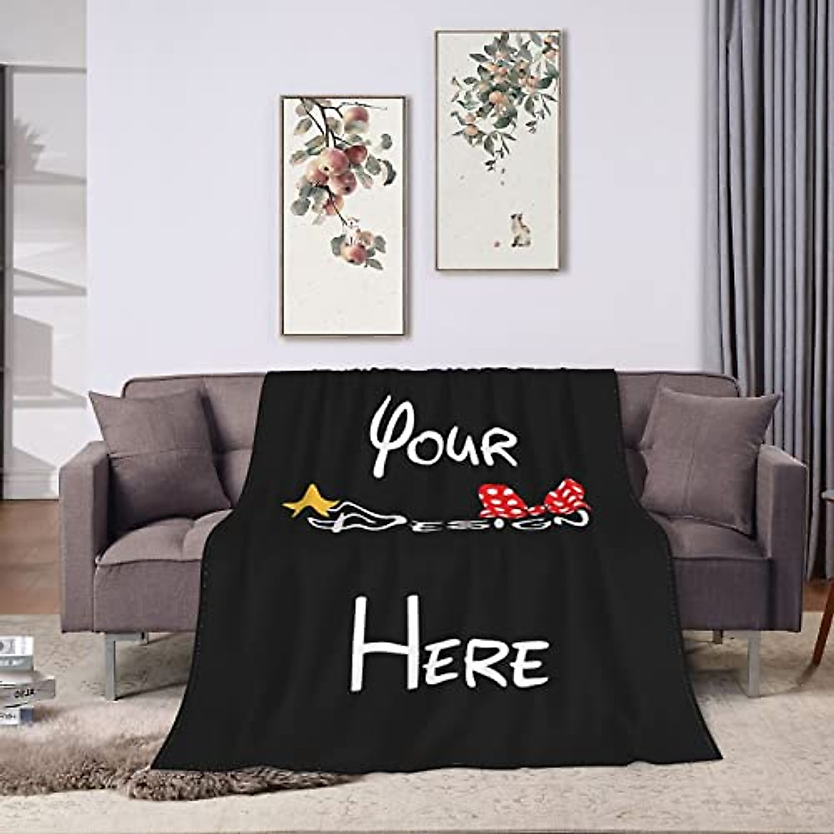 Custom Blanket Personalized Blanket Customized Blanket with Photos Text Logo Throw Blankets Soft Cozy for Christmas Halloween Birthday Day Valentines Day Gift 80"x60"