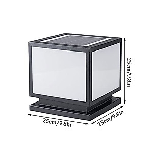 JSBDPHW Outdoor Waterproof Solar Pillar Lamp Metal Square Column Light Villa Garden Entrance Post Light Acrylic Lampshade Pillar Pole Lamp Pedestal Light