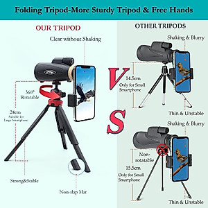 Allkeys HD Monocular Telescope, 16x55 High Power Monocular for Adults with BAK4 Prism & FMC Lens, Day & Low Night Vision, Waterproof Monocular with Upgraded Folding Tripod - Suitable for Bird Watching