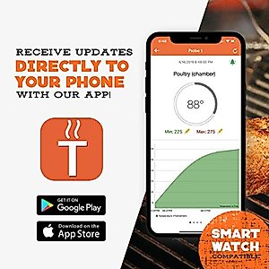 Tappecue - True Wi-Fi Thermometer, Made in USA | 4 x Dual Sensor Probes(2 in 1, Measure Meat and Ambient in 1 Probe) 8 Readings for Grill BBQ Smokers, Internet Enabled & Alarm. Android & iOS Apps