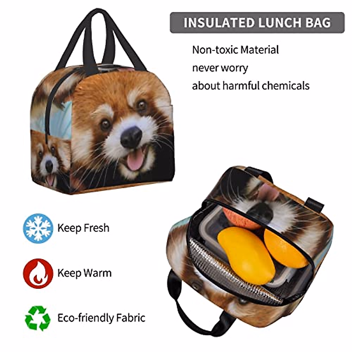 Xubrextas 2pcs Backpack Set For Boys,Red Panda Backpacks And Lunch Box For Girl Elementary Bags Teens Bookbags