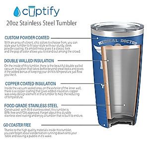 Personalized MD Medical Doctor Gift on Blue 20 oz Stainless Steel Tumbler with Lid - Insulated Cup - Custom Travel Mug