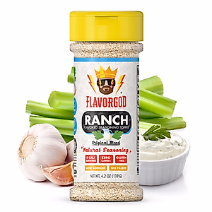 Ranch Seasoning by Flavor God, Sugar Free Ranch Substitute Low Sodium Seasoning, Gluten-Free Dry Ranch Mix, Keto & Paleo Friendly Ranch Seasoning Salad Dressing for Pizza, Popcorn, & Salads - Healthy Buttermilk Ranch Dressing Substitute