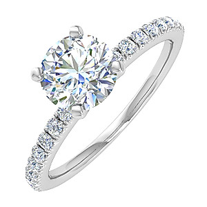 FINEROCK 1/2 Carat Prong Set Solitaire Diamond Engagement Ring Band in 14K White Gold (Ring Size 8)