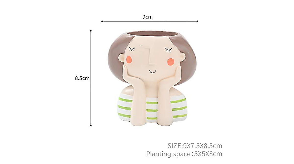Cute Girl Succulent Plant Pot for Home & Garden