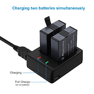 Powerextra SJ4000 3 x1400mAh Action Camera Battery and USB Dual Charger Compatible with SJ4000 SJ5000 SJ6000 SJ7000 SJ8000 of SJCAM Sport Cameras and More