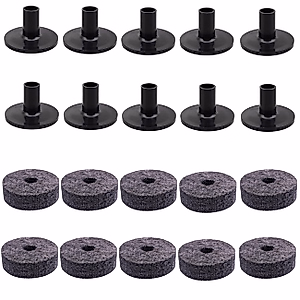 10PCS Cymbal Stand Felt Washer and 10PCS Plastic Drum Cymbal Stand Sleeves Replacement Grey