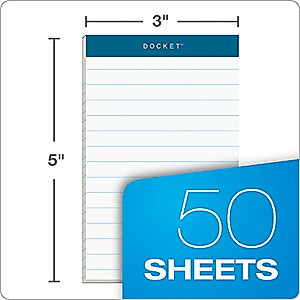 TOPS 64680 Docket Ruled Perforated Pads, Legal/Wide, 3 x 5, White, 50 Sheets (Pack of 12)