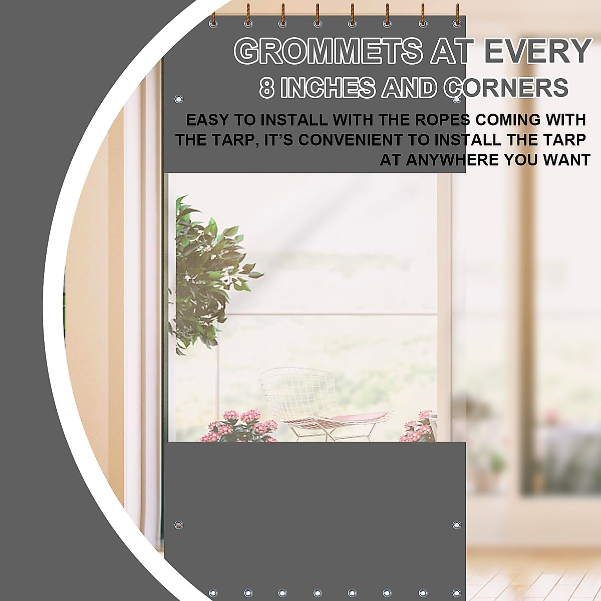 Ezcasch 17 Oz Outdoor Vinyl Curtain, Outdoor Clear Panel Curtain, Weather Resistant Outdoor Curtain for Pergola, Porch, Gazebos, with Rustproof Grommets