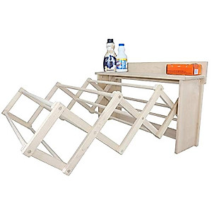 Pennsylvania Woodworks Extra Large Wall Clothes Drying Rack ~ Heavy Duty Solid Maple Hardwood, Folding, Collapses to 35" x 20" x 8", Hand Built in USA, Unfinished