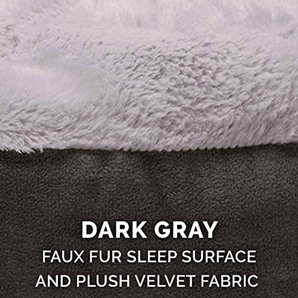 Furhaven 24" Round Calming Donut Dog Bed for Indoor Cats & Small Dogs, Washable, For Dogs Up to 20 lbs - Plush Velvet Waves Hooded Donut Bed - Dark Gray, Small