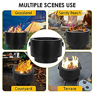 STBoo Smokeless Fire Pits for Outside with Portable Carrying Storage Bag, 20x14 Inch Firepits Outdoor Wood Burning, Low Smoke Outdoor Fireplace for Bonfire Picnic Backyard Cooking on Beach, Black, L