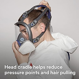 3M Ultimate FX Full Facepiece Reusable Respirator, FF-403, NIOSH, ANSI, Six-Strap Harness for a Secure Comfortable Fit, Cool Flow Valve, Passive Speaking Diaphragm, Large
