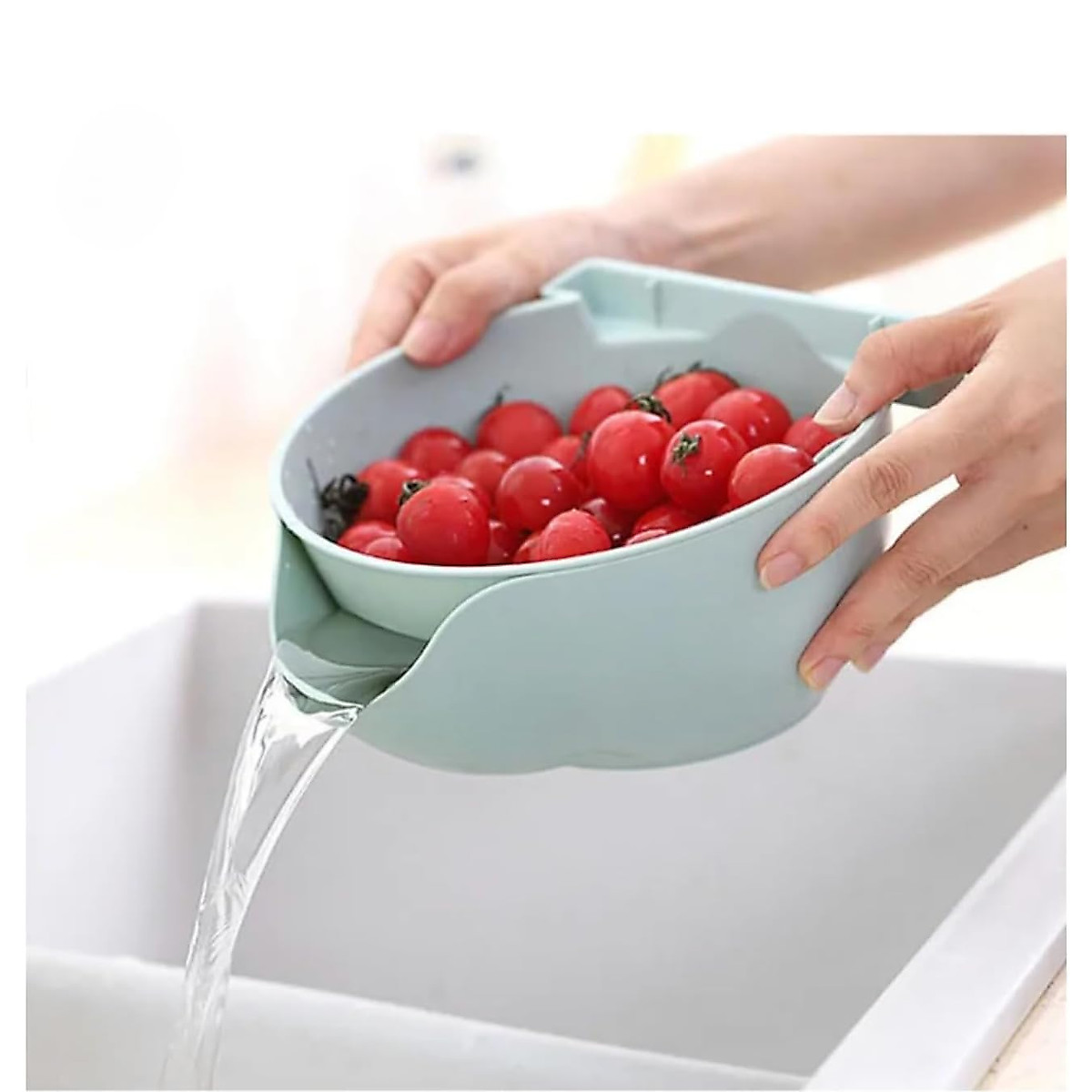 AYESHAL'S Multifunctional fruits and vegetables basket (Pink) “Double Dish Snack Bowl with Phone Holder: Elevate Your Snacking Game!”