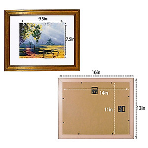 Golden State Art, 11x14 Dark Gold, Wall Hang Photo Frame. includes White Mat for 8x10 Picture & Real Glass