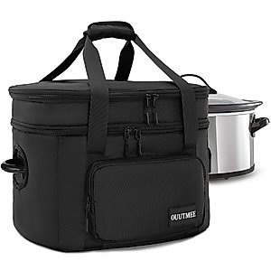 OUUTMEE Slow Cooker Travel Bag, 2 Layers Slow Cooker Carrier, Compatible with 6, 7, 8 Quart Crock-Pot, Insulated Travel Carrier with Easy to Clean Lining