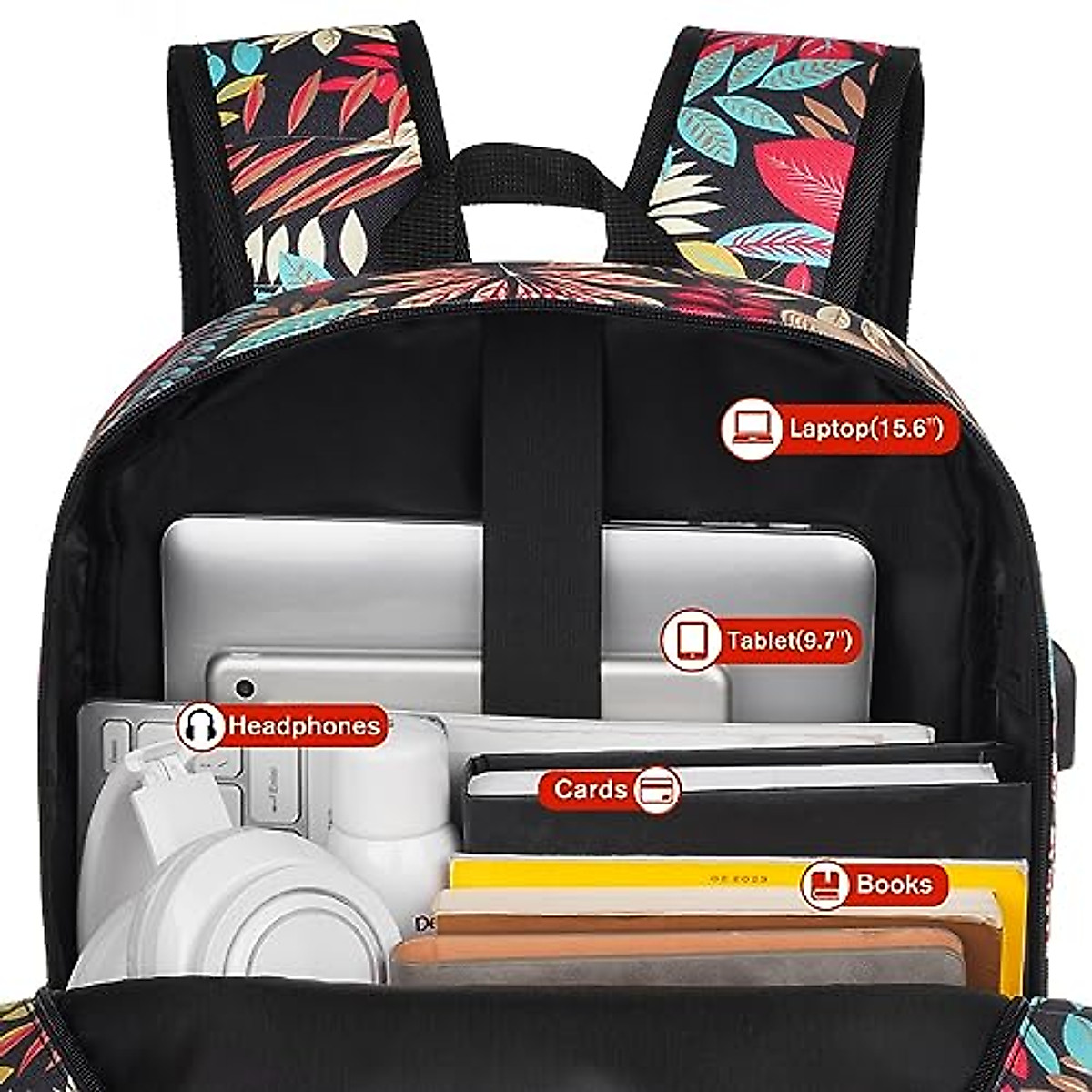 YAMTION Laptop Backpack Women,School Backpack Printing with USB Port for College Work Business Travel