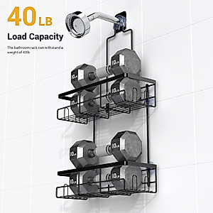 AKTECKE Shower Caddy Hanging Bathroom Organizer: Rustproof Shower Shelf for Inside Shower - No Drilling Shower Racks Over Showerhead - Bath Shower Shelves Rack for Shampoo Soap Black