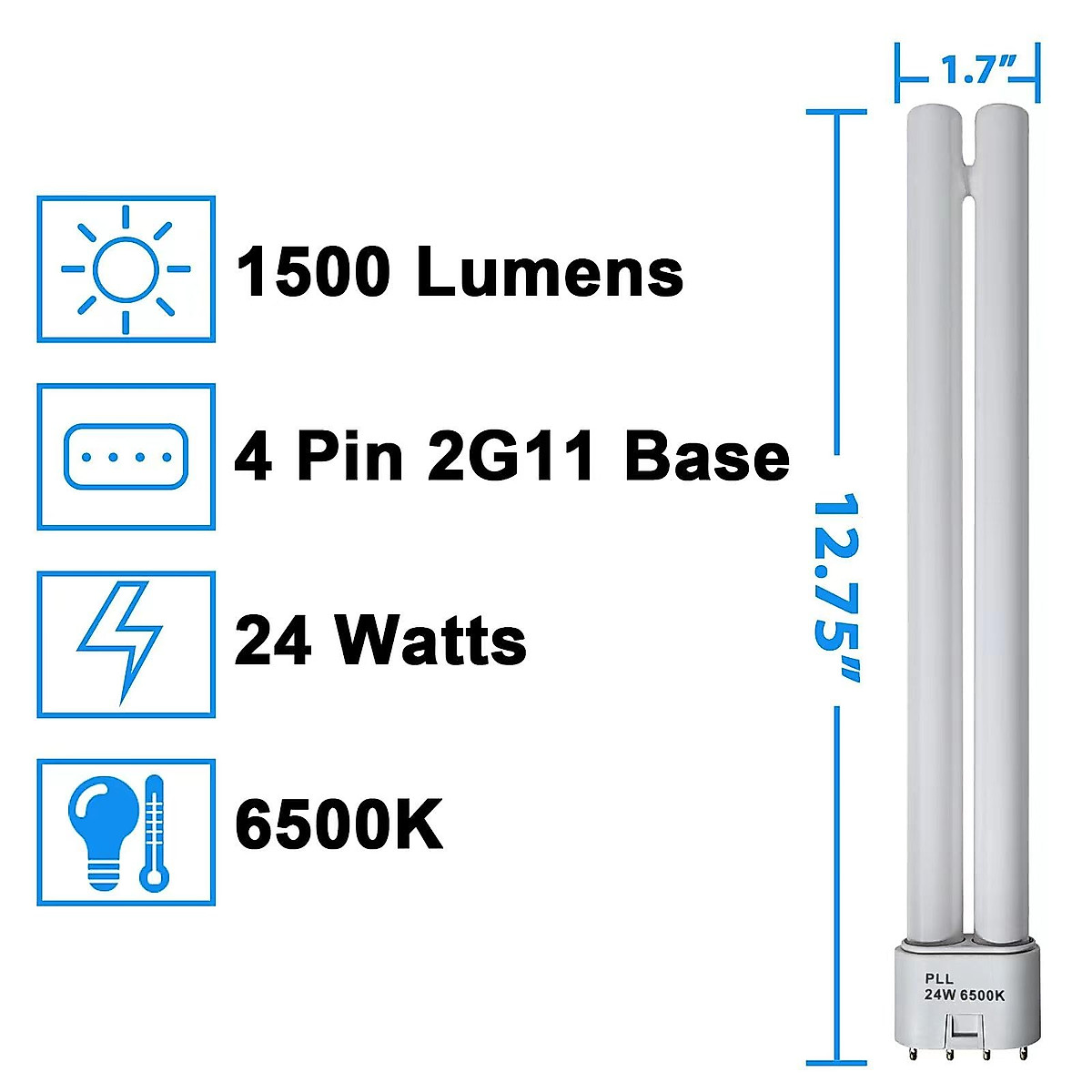 PLL 24 watt Fluorescent Replacement Bulb Compatible with Philips PL-L 24W FPL 24W Light Bulb Tube 2G11 Base 4 Pin Daylight 1500 Lumens