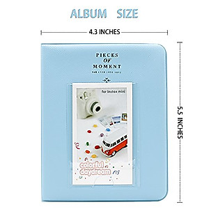 Ablus 64 Pockets Mini Photo Album for Fujifilm Instax Mini 7s 8 8+ 9 25 26 50s 70 90 Instant Camera & Name Card (Blue n)