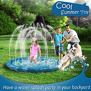 Winique Splash Pad, Sprinkler for Kids, Wading Pool for Toddlers, 68" Inflatable Outdoor Summer Toys for Babies, Gifts for 3 4 5 6 7 8 9 Year Old Boys Girls (Blue)