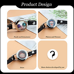 Africanbeads 316L Stainless Steel Memory Floating Locket Bracelet with 3 Pearls,fit 6-7mm Freshwater Pearls or Gems,Colorful Leather Charm Bangles for Women(Black)