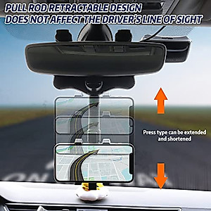 KOWVOWZ 360 Degree Rotatable and Retractable Car Phone Holder, Vehicle Rear View Mirror Phone Holder Universal 360-degree Rotation Adjustment Mirror Phone Holder for iPhone Smartphones and Cars