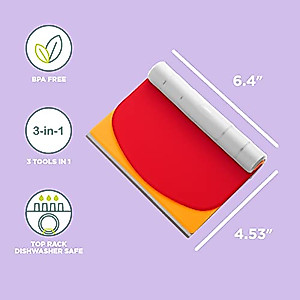 Chef'n Pastrio Set Bench Scraper and Chopper, Includes Stainless Steel and Plastic, Red