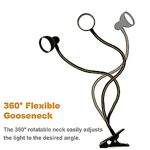 LiFMIRA Clip on Light Reading Light 3000-6500K Adjustable Colors 30 Lighting Modes Eye Caring LED Desk Lamp Clamp Flexible Gooseneck Clip Desk Lamp for Bed Headboard Computer Dorm Home Office (Black)