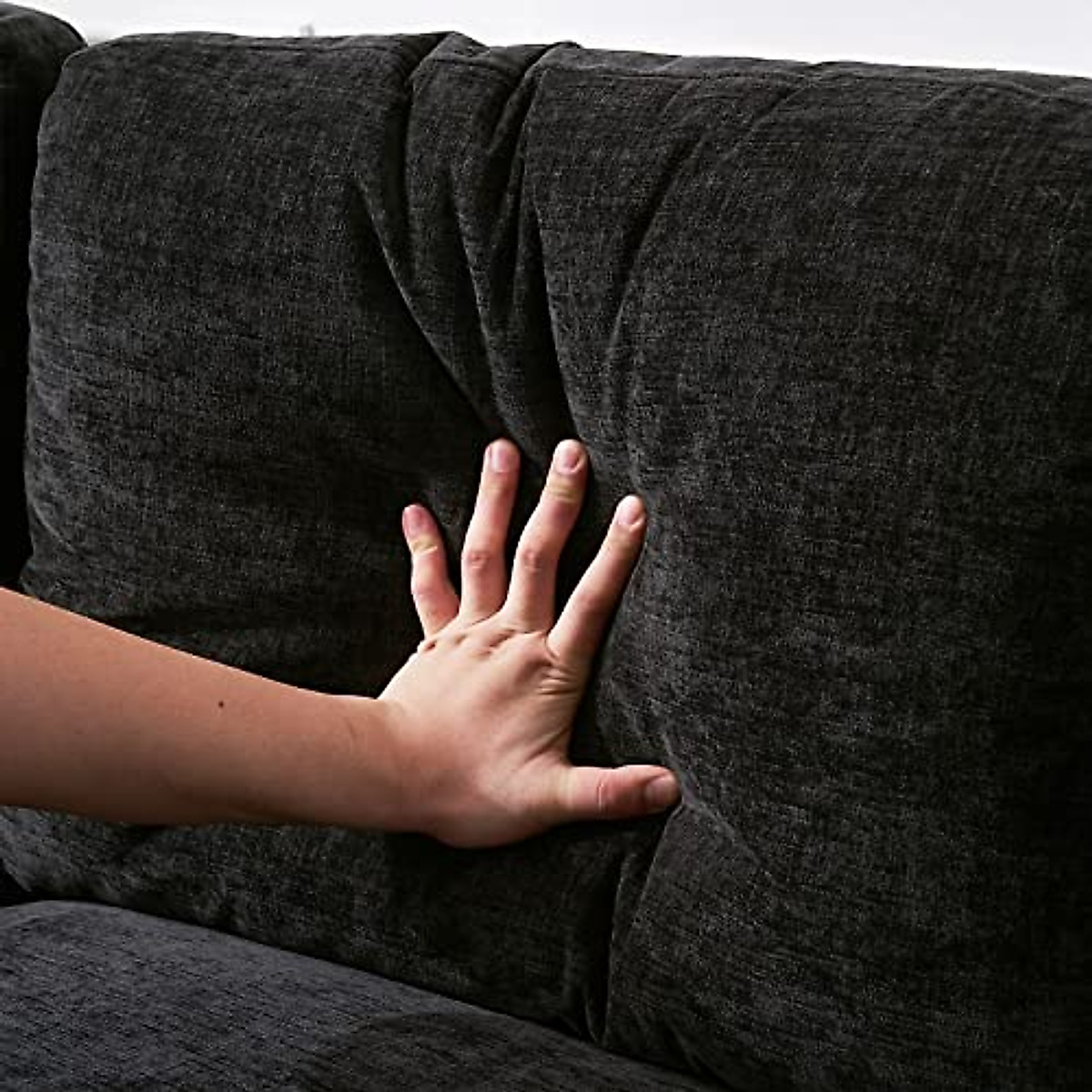 POULEII Sectional Sofa,Modern U-Shape Modular Sectional Sofa Sleeper Couch with Chenille Fabric and Gold-Plated Feet for Living Room, Apartment, Office,Black