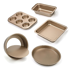 Nonstick Bakeware Sets Baking Pans Set Toaster Oven Trays, Kitchen Baking Essentials with Pizza Pan Cake Pan Bread Loaf Box Muffin Pan Cookie Sheet