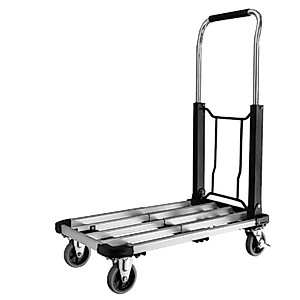 Generic Heavy Duty Flatbed Trolley Foldable Handling Truck Universal Brake Wheel Loading Moving Trolley for Warehouse Use