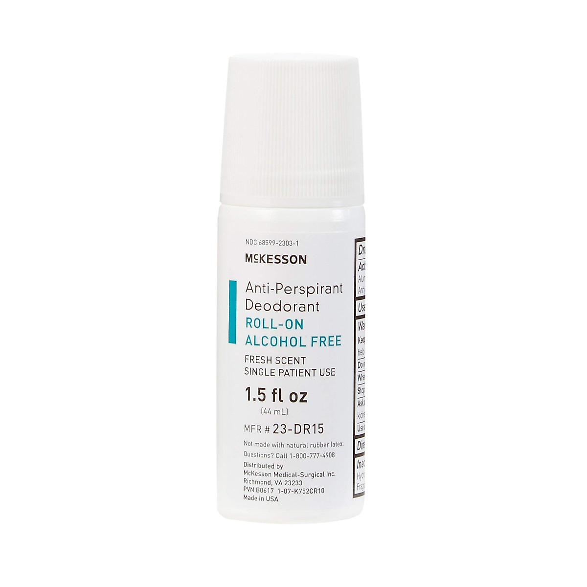 McKesson Antiperspirant Deodorant Roll-On Stick [Pack of 1] Mini Travel Size, Alcohol-Free, Fresh Scent, 1.5 fl oz