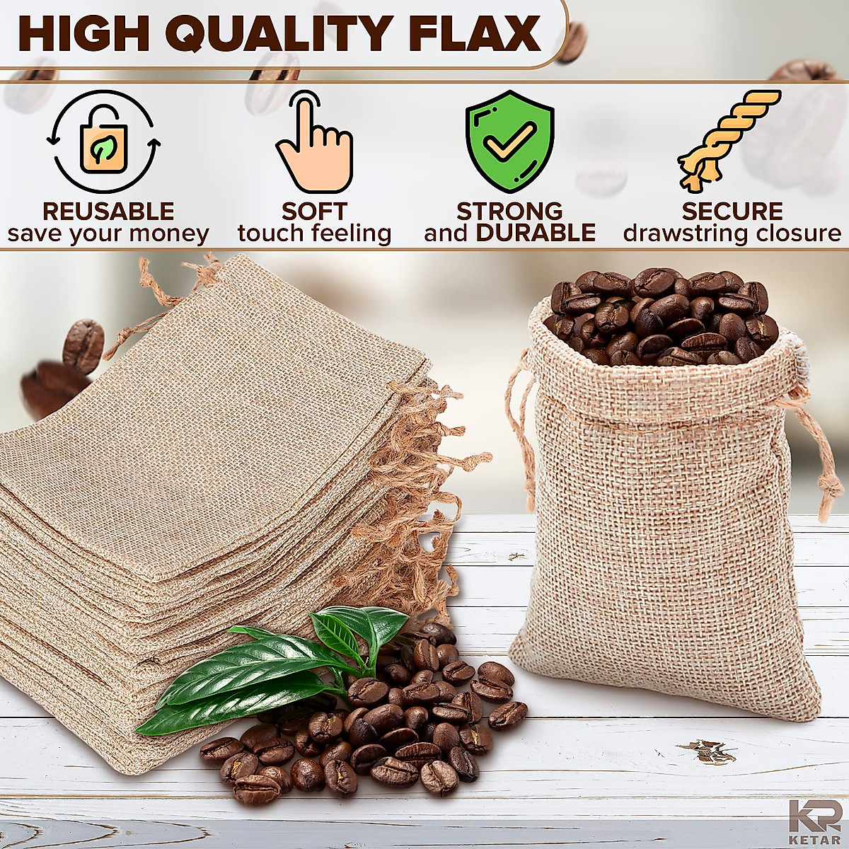 Small Burlap Bags with Drawstring - 24 Pcs Muslin Bags Natural Burlap Bags - Reusable Burlap Gift Bags with Drawstring Jewelry Burlap Sack Medium - Burlap and Lace Wedding Favor Bags for Parties