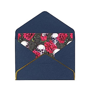 PAILON Skulls Rose Flowers Thank You Cards With Envelopes, Blank Greeting Note Cards With Envelopes Blank Inside, Funny Birthday Cards For Women Men, Thank You Card For Wedding Business,Graduation