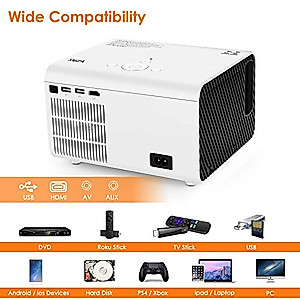 Portable Projector,SWZA Native 1080P Projector for Home Theater/Outdoor Movie,Video Projector Compatible TV Stick,HDMI,USB,Smartphone[100''Screen Included]