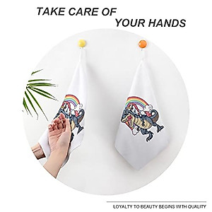 Unicorn Riding Dinosaur Hand Towel Hanging Soft Towels Kitchen Bathroom Decorative Printed Funny Cute Patten