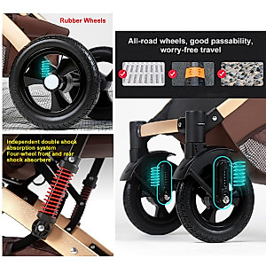 High View Pram 2-in-1 Toddler Stroller Foldable Pram Carriage Reclining Seat and Carbon Steel Frame,Mobile Crib,Reversible Bassinet,Detachable Armrest (Color : Pink)