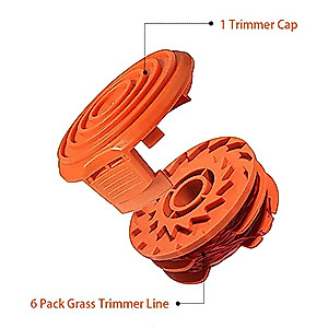 CZON WA0007/ 50022833 Replacement Line Trimmer Spool for Worx WG116 WG119 Corded Electric String Trimmers,16ft 0.065'', 7-Pack (6-Line Spool + 1 Cap)