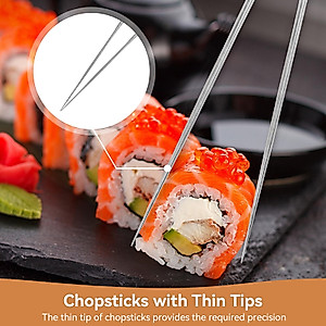 Sushi Chopsticks, 11in Extra Long Metal Chopsticks Japanese Cooking Chopsticks Sushi Chef Traditional Garnishing Plating Tweezers(S)