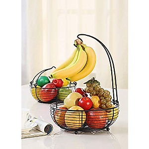 SunnyPoint Black Multifunction 2-tier Basket with Banana Hook