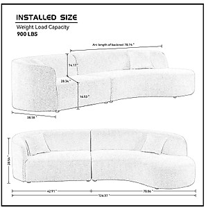 mr.waiba Luxury Modern Style Living Room Upholstery Curved Sofa with Chaise 2-Piece Set, Right Hand Facing Sectional, Boucle Couch, White